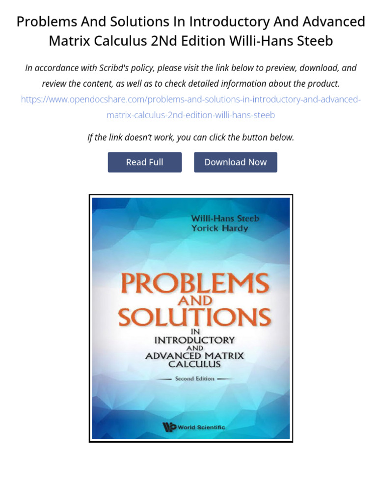 Problems and Solutions in Introductory and Advanced Matrix Calculus 2nd ...