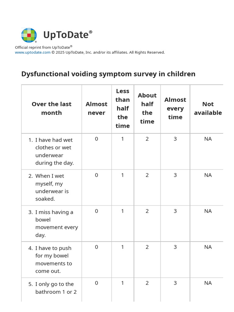 Dysfunctional Voiding Survey for Kids | PDF | Urination | Chess Theory
