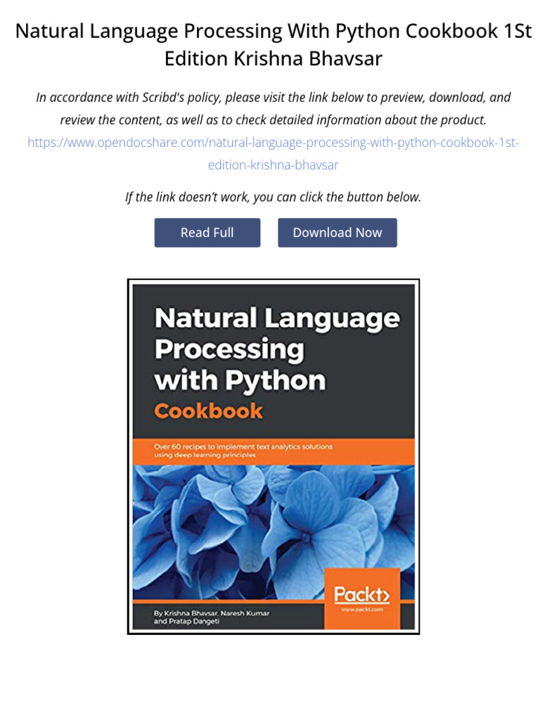Natural Language Processing with Python Cookbook 1st Edition Krishna Bhavsar | PDF | Regular ...