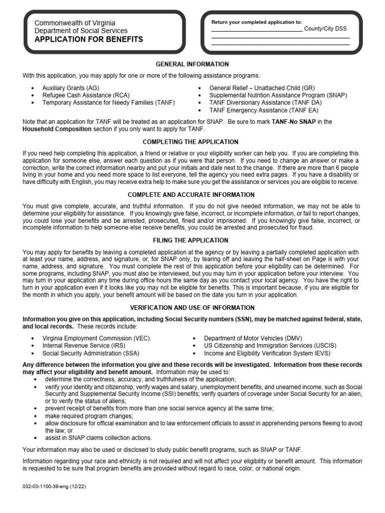 Virginia Assistance Program Application | PDF | Voter Registration ...