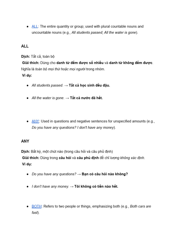 Copy of Quantifiers (All, Any, Both, Each, Every, No, One of, None of ...