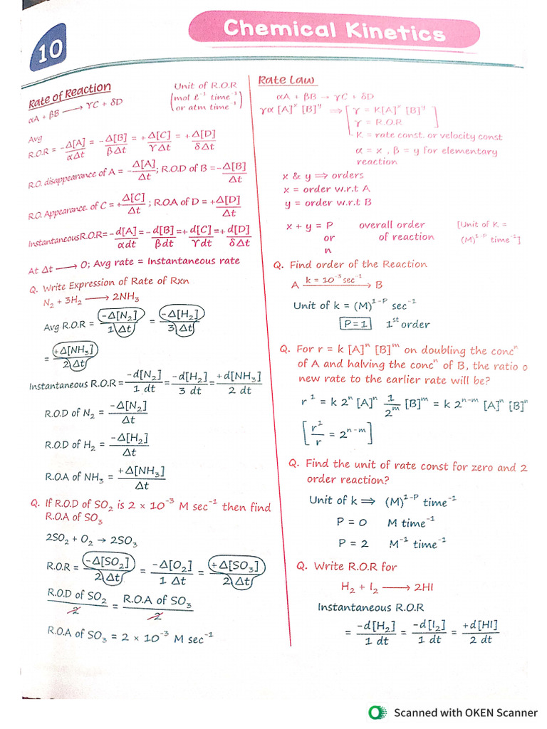 Chemical Kinetics Med Easy Notes | PDF