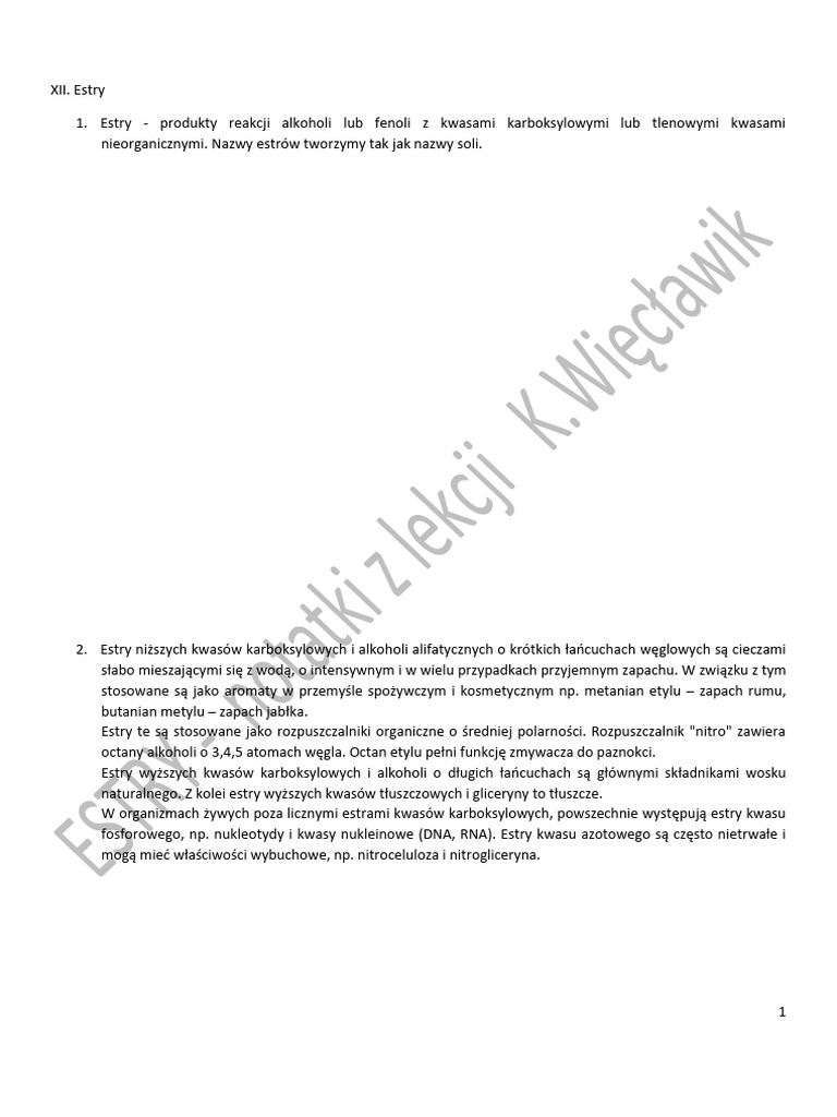 Estry Tłuszcze | PDF