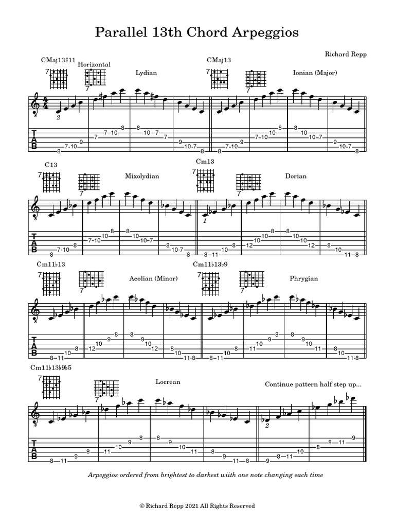 13th Chord Arpeggios | PDF | Musical Techniques | Harmony