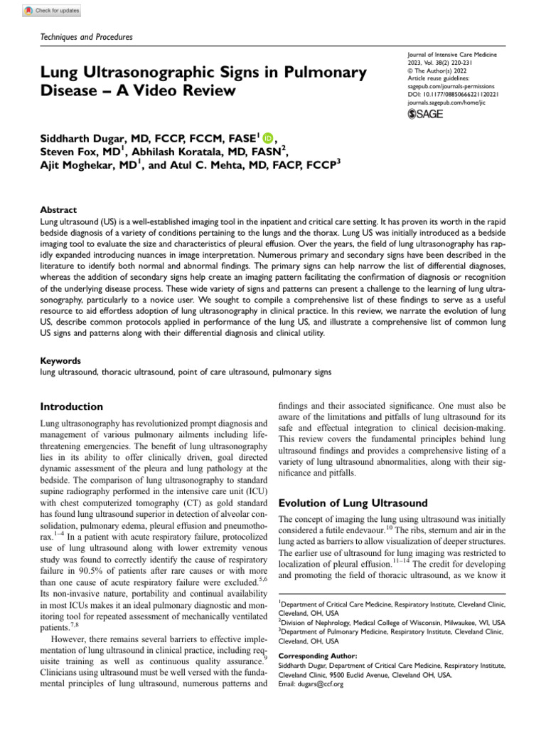 Lung Ultrasound Signs in Pulmonary Disease | PDF | Medical Ultrasound ...