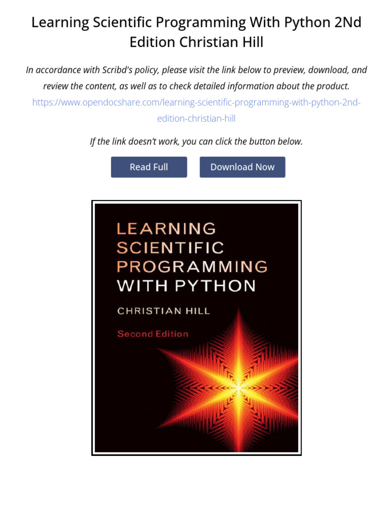 Learning Scientific Programming With Python 2nd Edition Christian Hill ...