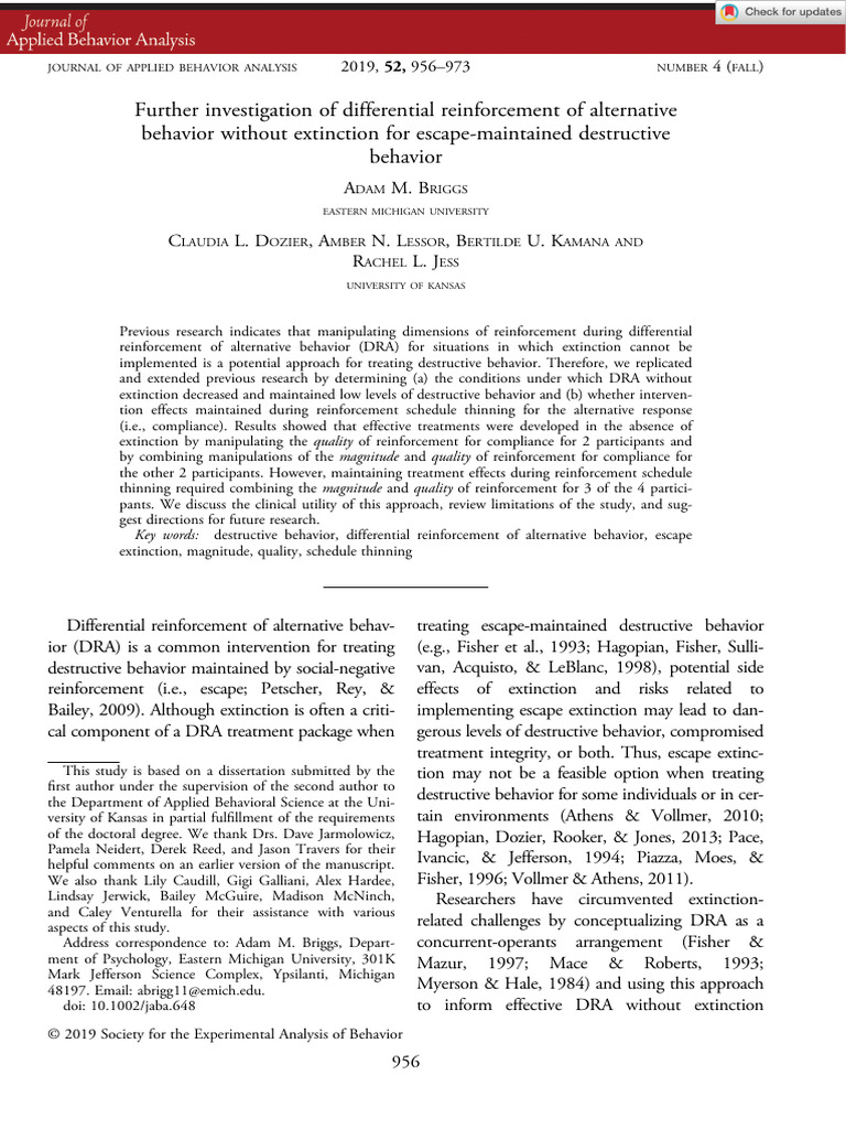 Further investigation of differential reinforcement of alternative ...