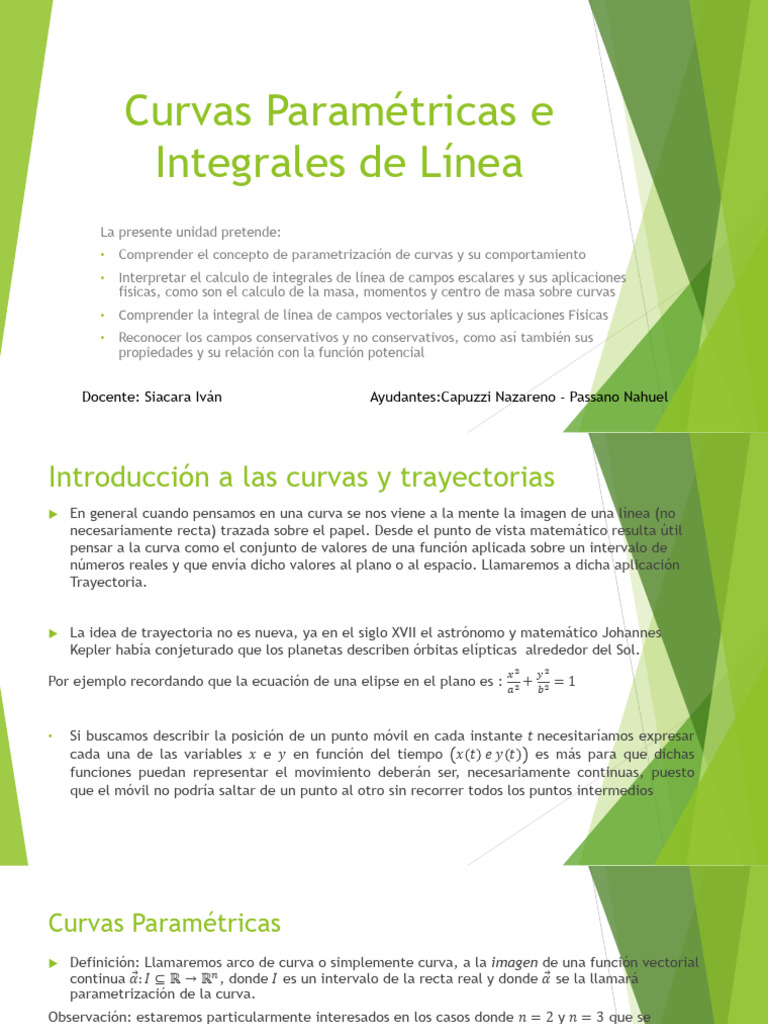 Apunte Curvas Paramétricas e Integrales de Línea | PDF | Curva | Integral