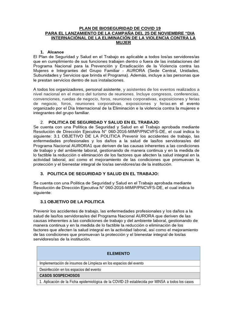 Plan de Bioseguridad Dia Int | PDF | Lavado de manos
