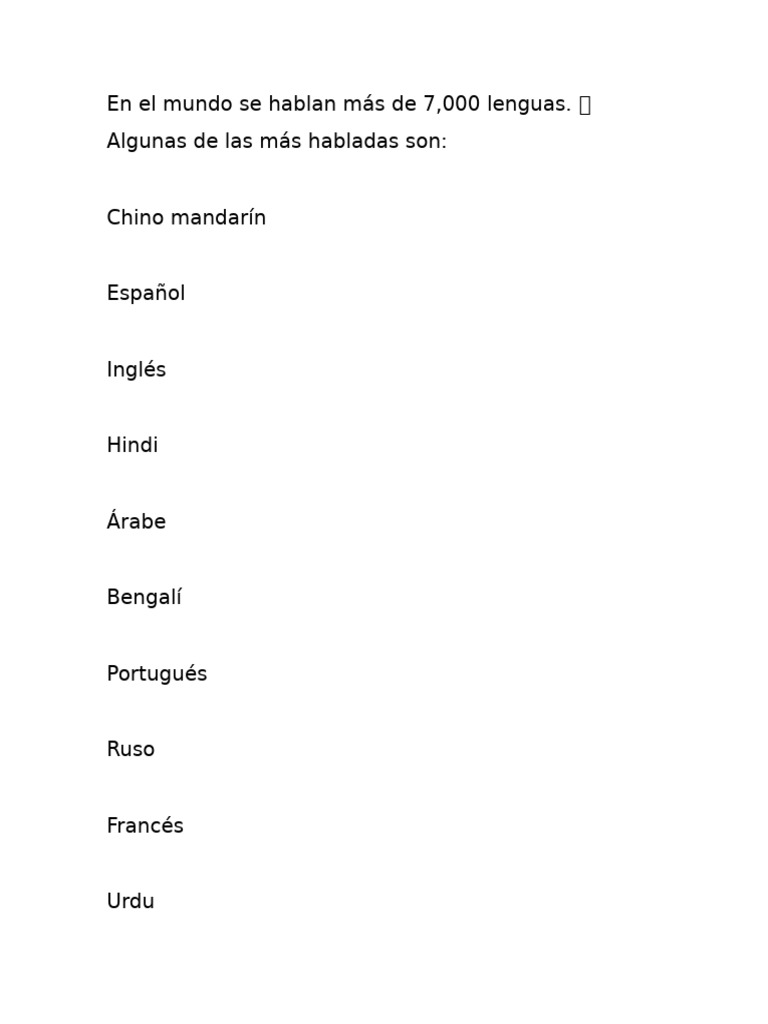 Lenguas Que Se Hablan en El Mundo | PDF