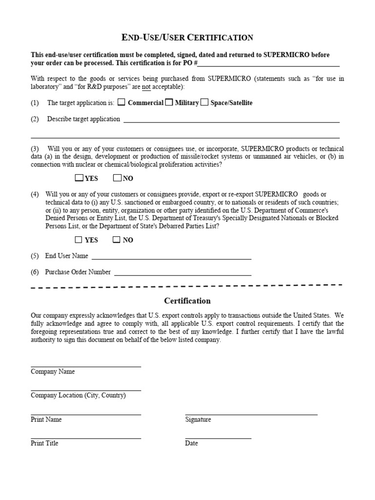 End Use User Statement-updated | PDF