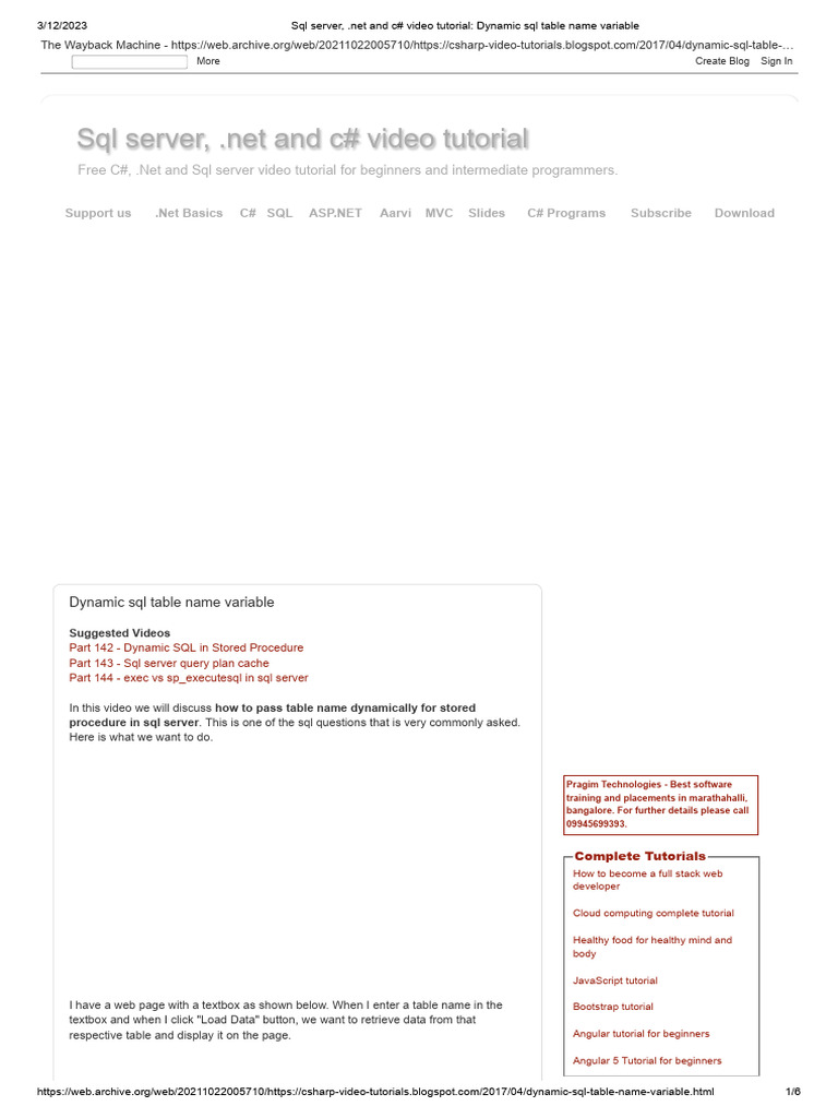 145 Dynamic SQL Table Name Variable | PDF | Microsoft Sql Server ...