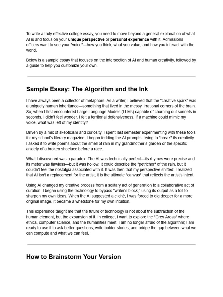 Sample Essay_ the Algorithm and the Ink | PDF | Artificial Intelligence | Intelligence (AI ...