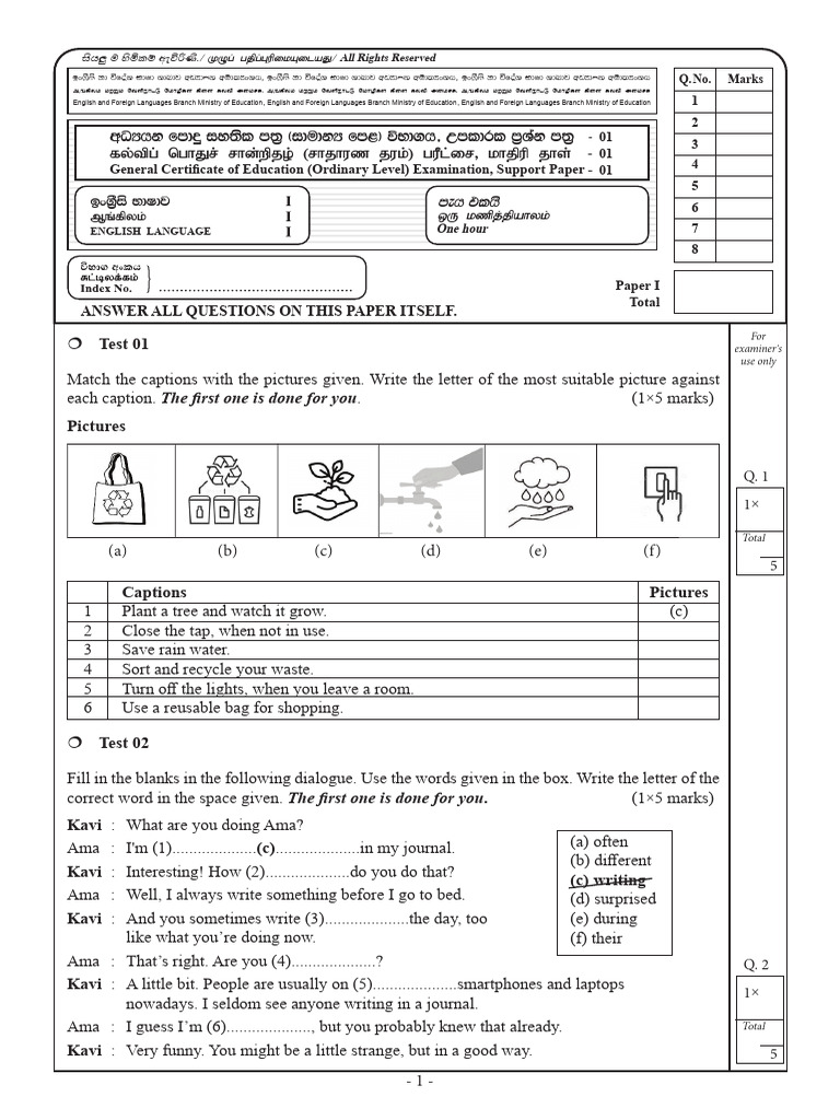 Model Paper Book Final 1 English Language | PDF | Marsupials | Kite