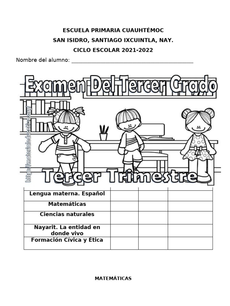 Trimestre 3 Tercer Grado | PDF