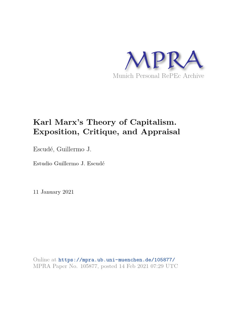 MPRA Paper 105877 | PDF | Karl Marx | Capitalismo