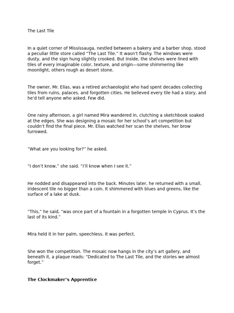 Creative Writing Practice | PDF | Elevator