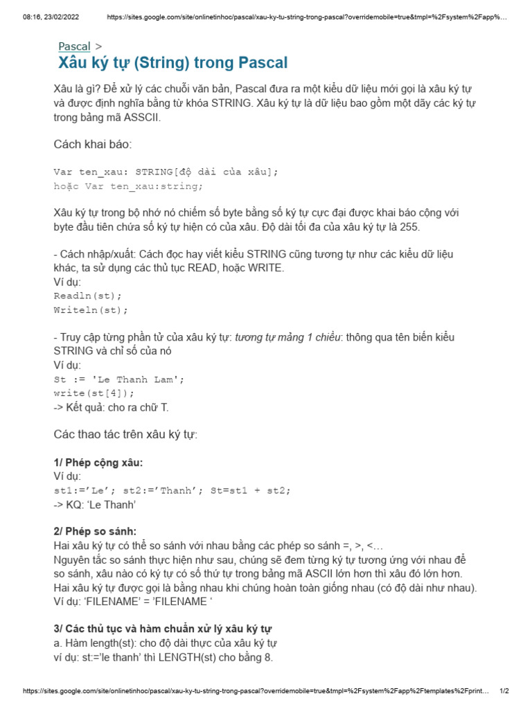 Xau Ky Tu String Trong Pascal | PDF