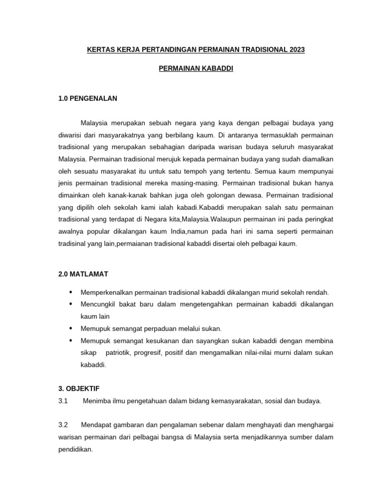 kertas kerja kabadi | PDF