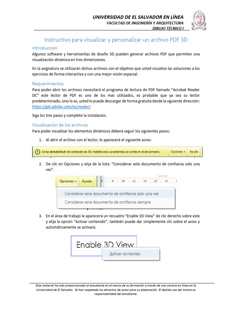 Instructivo Para Visualizar Un Archivo PDF 3D | PDF | Dibujo técnico | Informática