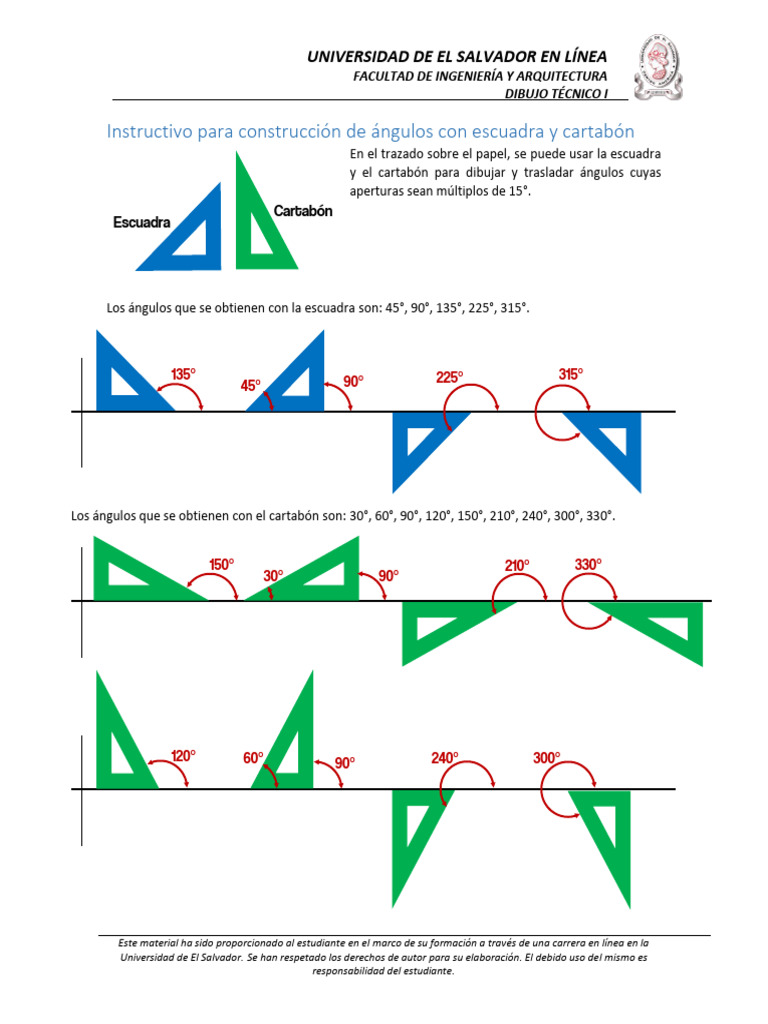 Construcción de Ángulos con Escuadra y Cartabón | PDF