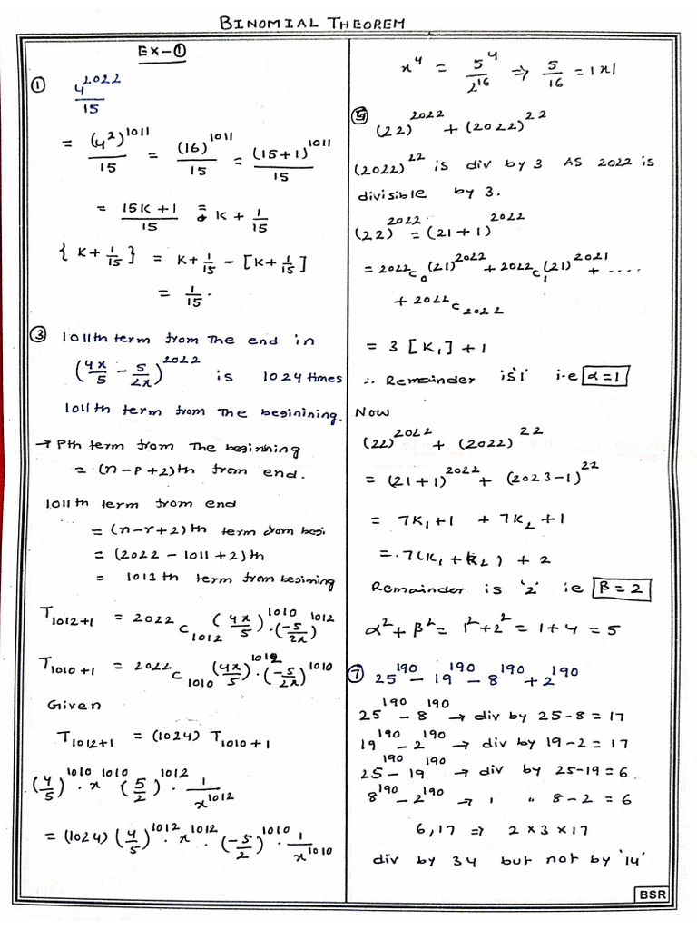 Binomial Theorem New Book | PDF