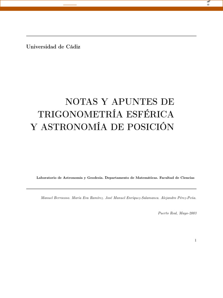 Trigonométria Esférica y Astronomía de Posición | PDF | Triángulo | Esfera