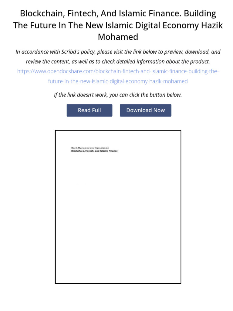 Blockchain, Fintech, and Islamic Finance. Building the Future in the ...