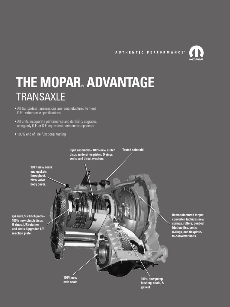 Mopar® Transaxle Remanufacturing Guide | PDF | Clutch | Automotive ...