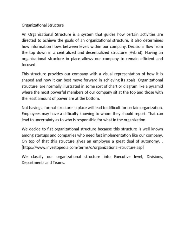 Organizational Structure Overview | PDF | Regulatory Compliance ...
