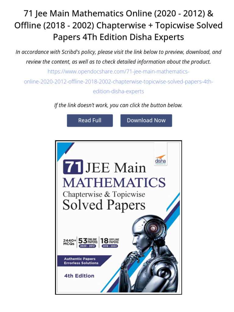 71 JEE Main Mathematics Online (2020 - 2012) & Offline (2018 - 2002 ...