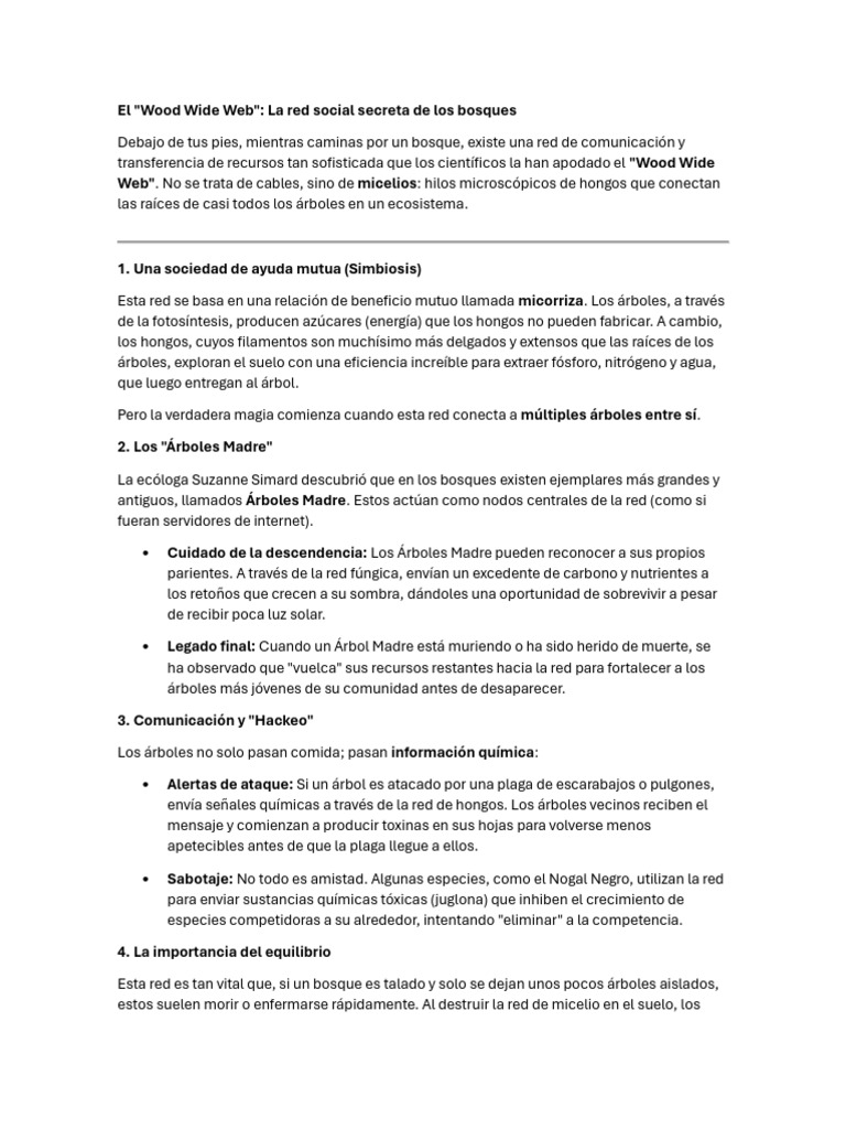 La red social secreta de los bosques | PDF | Hongo | Arboles