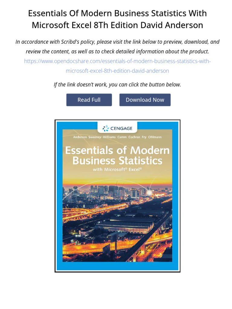 Essentials of Modern Business Statistics with Microsoft Excel 8th ...