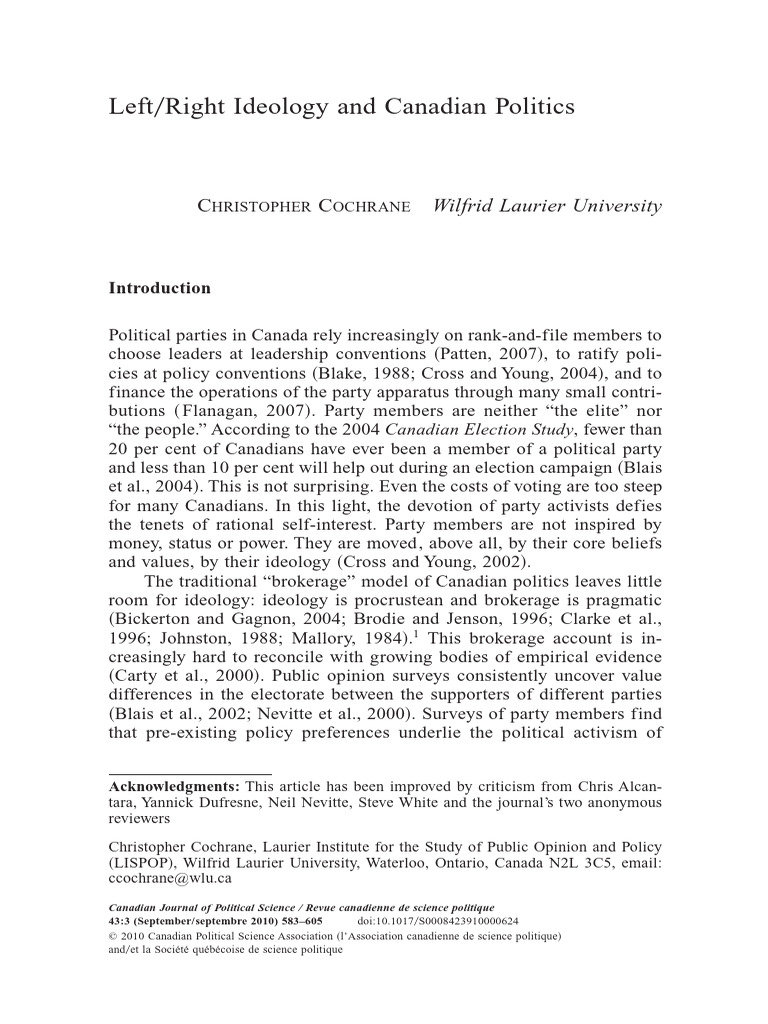 Left-Right Ideology in Canadian Politics | PDF | Factor Analysis