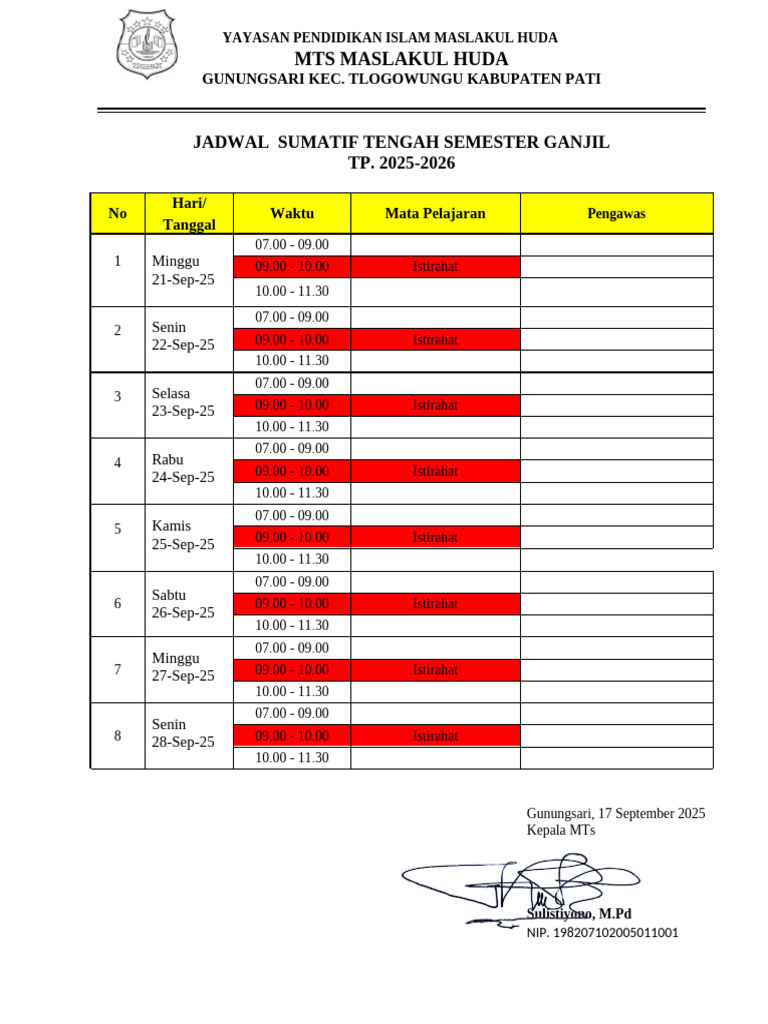 Jadwal Sts | PDF