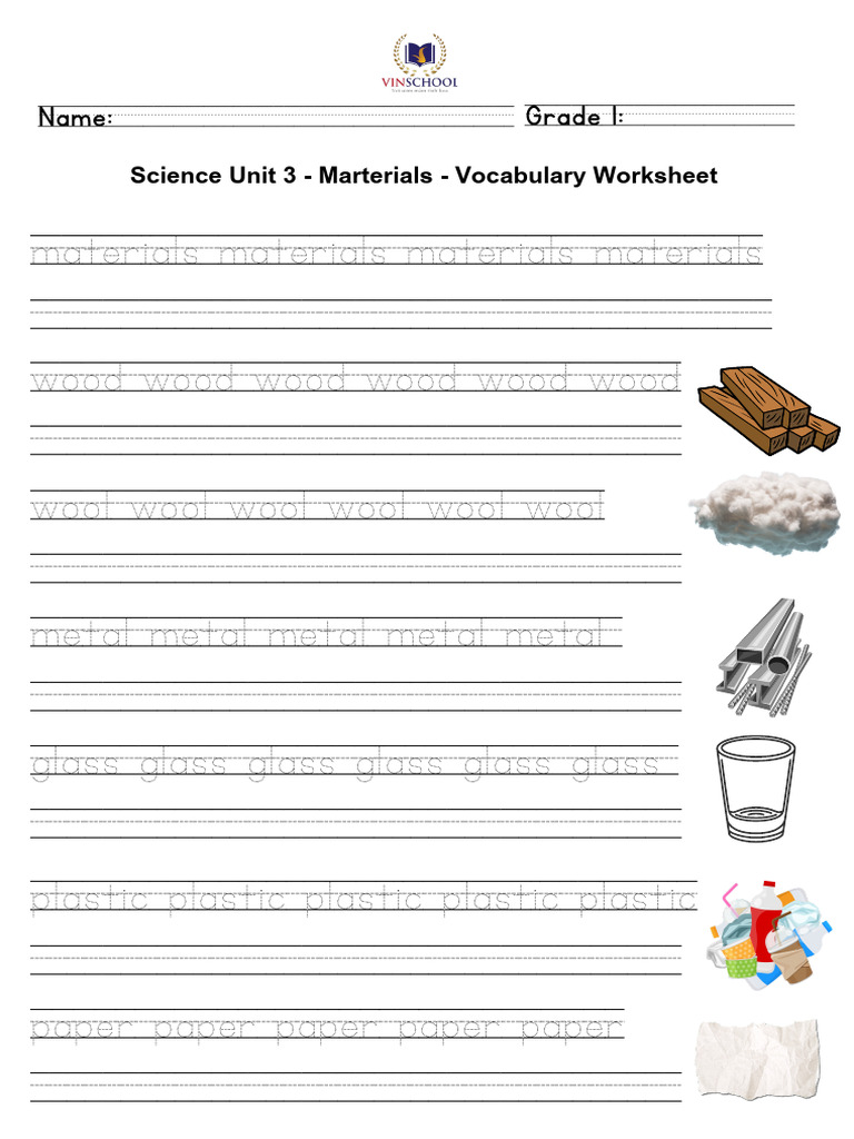 Science Vocabulary Worksheet U3-1 | PDF