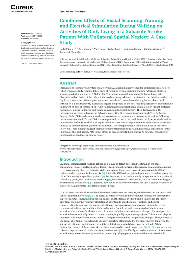 Stroke Recovery: VST & Stimulation Case Study | PDF | Attention | Stroke