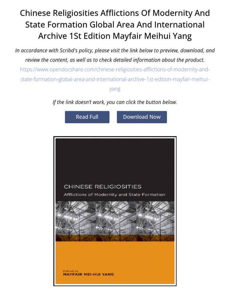 Chinese Religiosities Afflictions Of Modernity And State Formation ...