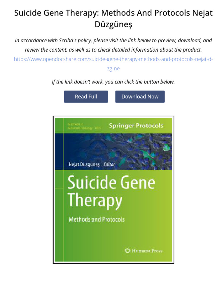 Suicide Gene Therapy: Methods and Protocols Nejat Düzgüneş | PDF | Gene ...