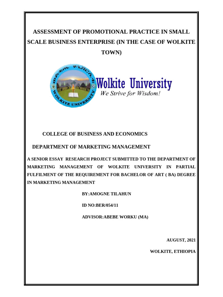 Promotional Practices in Wolkite Businesses | PDF | Marketing | Sales