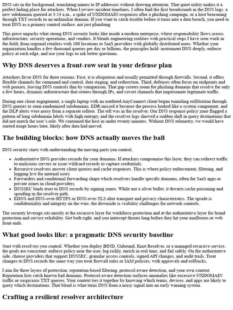 DNS Security Foundations: IT Cybersecurity Services to Stop Threats ...