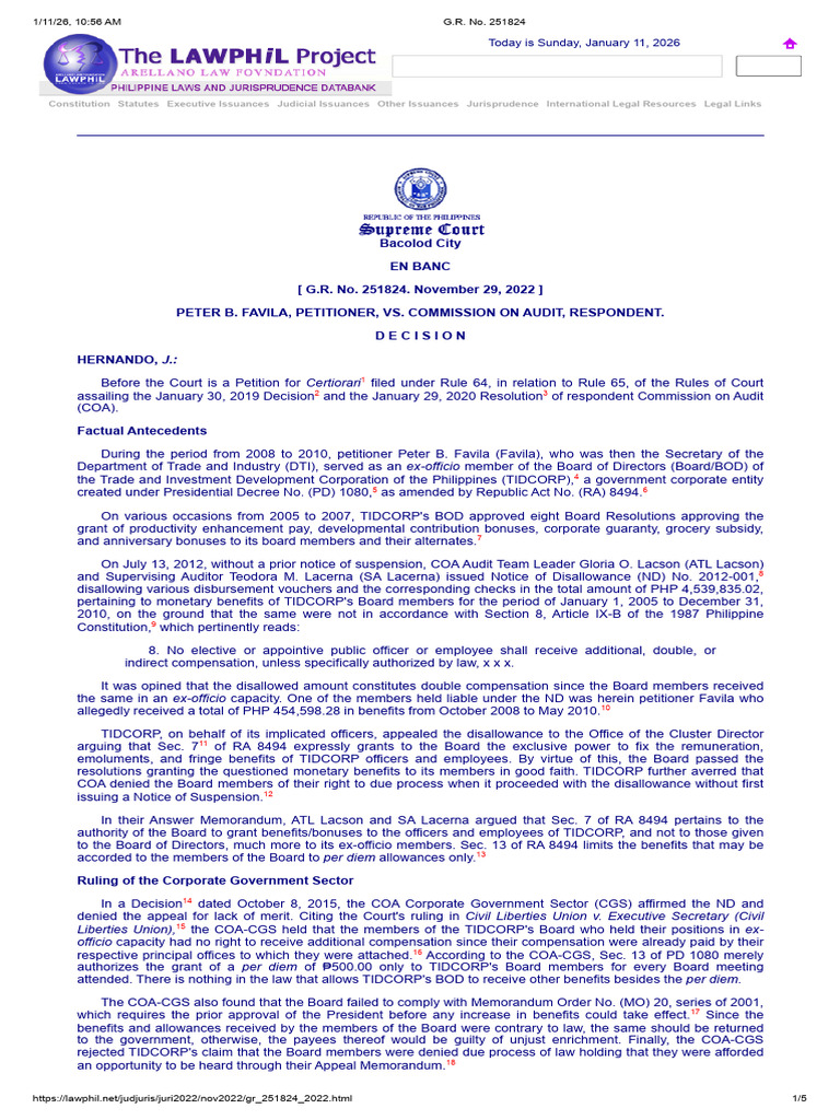 COA Decision on TIDCORP Benefits Dispute | PDF | Board Of Directors ...