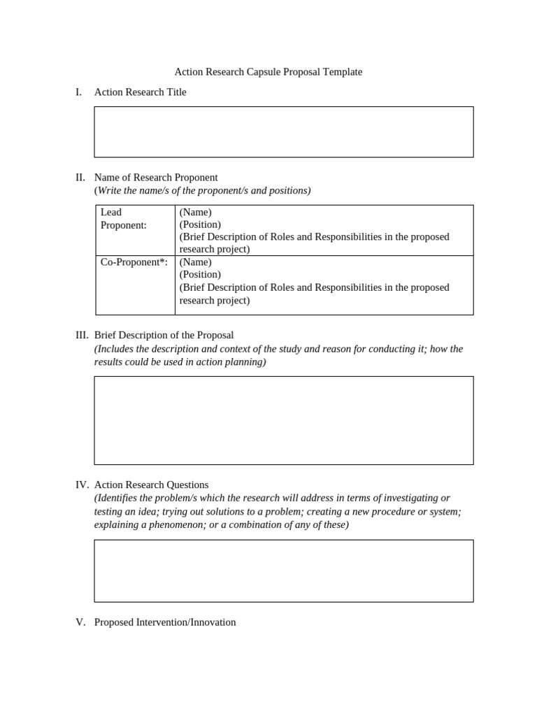 Action Research Proposal Template Guide | PDF