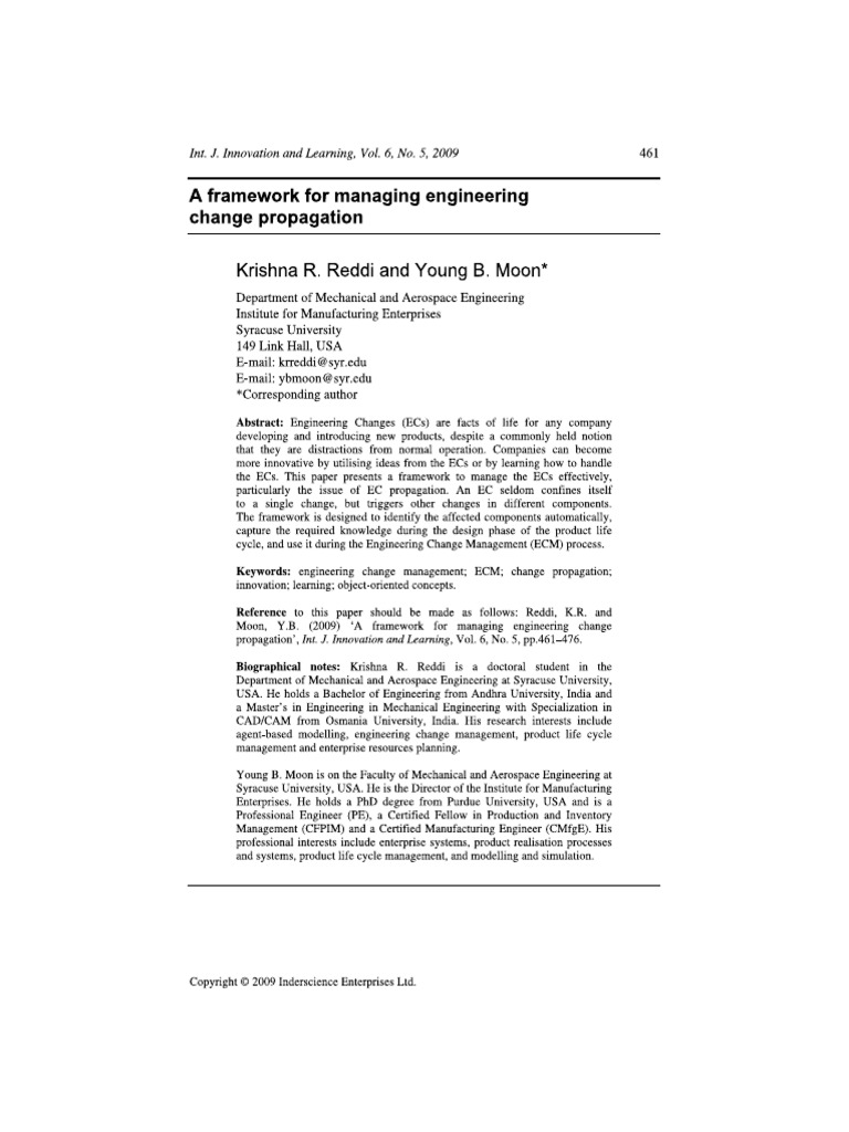 (A Framework For Managing Change - Propagation | PDF