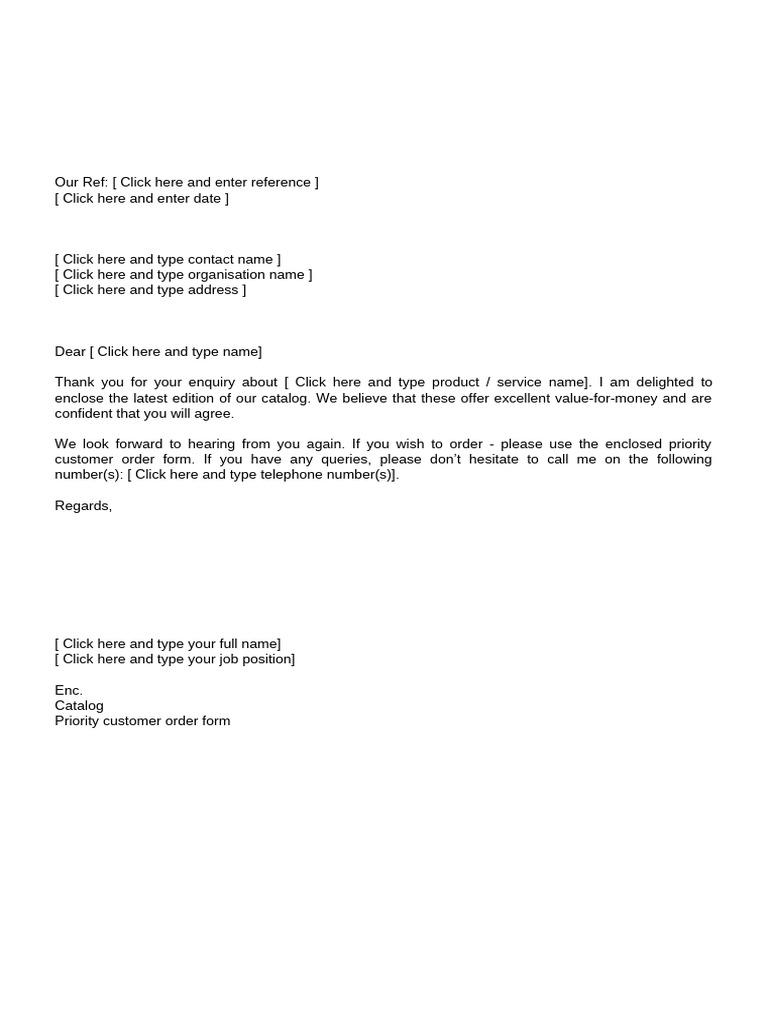 Customer Inquiry Response Template | PDF