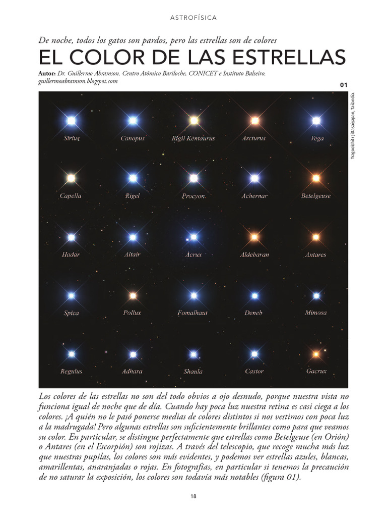 Colores de las Estrellas y su Temperatura | PDF | Estrellas | Magnitud ...