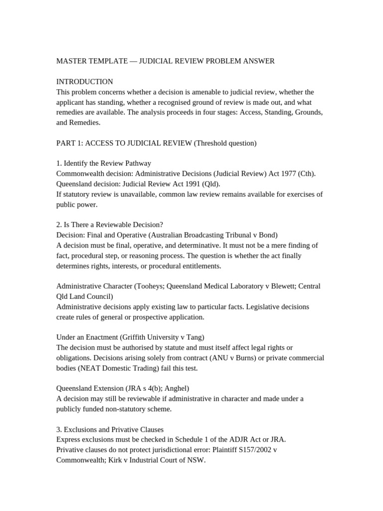 Judicial Review 2 Page Exam Template | PDF | Justice | Crime & Violence