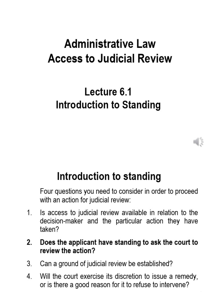 Understanding Judicial Review Standing | PDF | Standing (Law) | Public Law