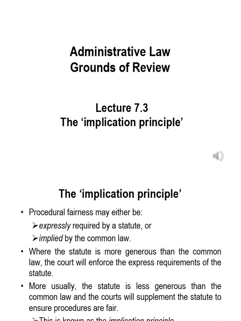 Admin Law Lecture 7.3 - The 'Implication Principle' | PDF | Political ...
