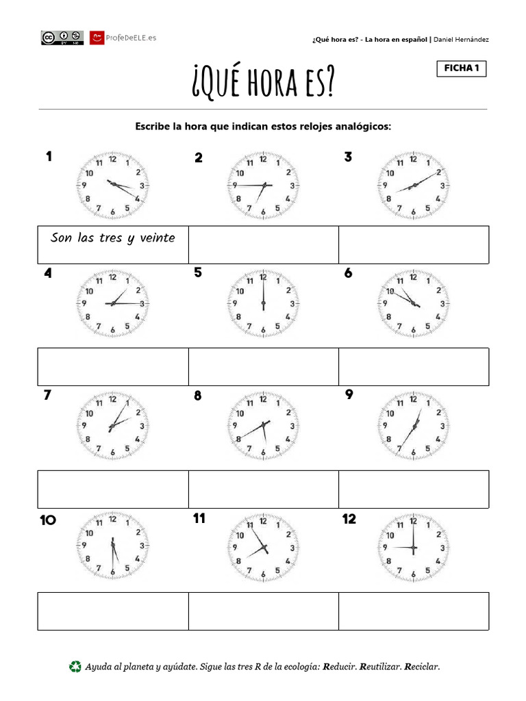 Aprende a Decir la Hora en Español | PDF